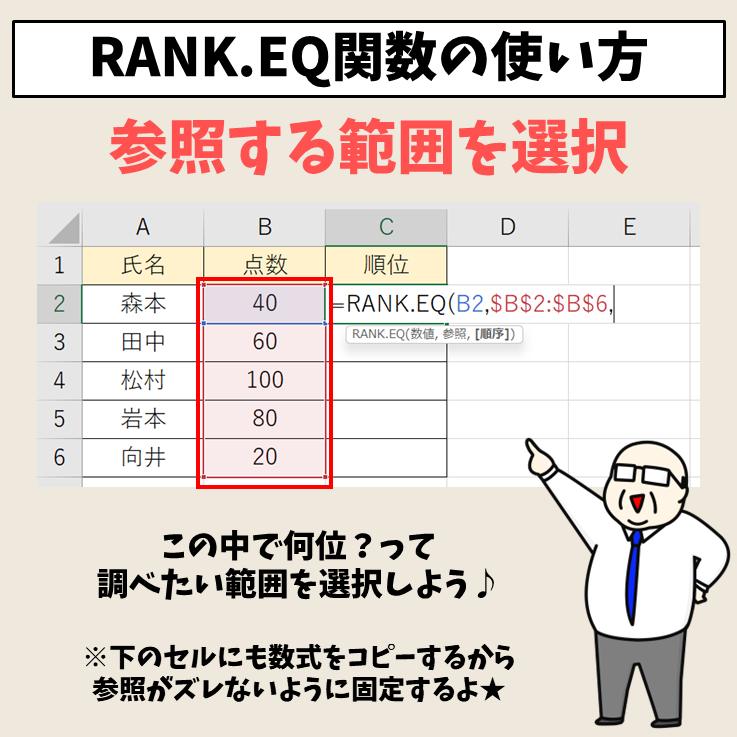 Excel(エクセル)｜RANK.EQ関数で順位付ける方法を徹底解説