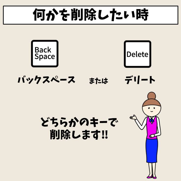 バックスペース（BackSpace）とデリート（Delete）の違い